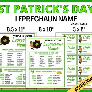 St Patrick's Day What's Your Leprechaun Name, Printable St Patrick ...