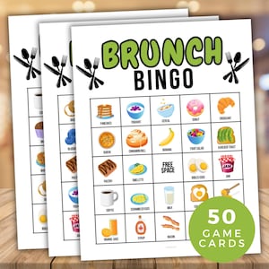 Brunch Bingo, Food Bingo Game, 50 Printable Breakfast Bingo Cards ...