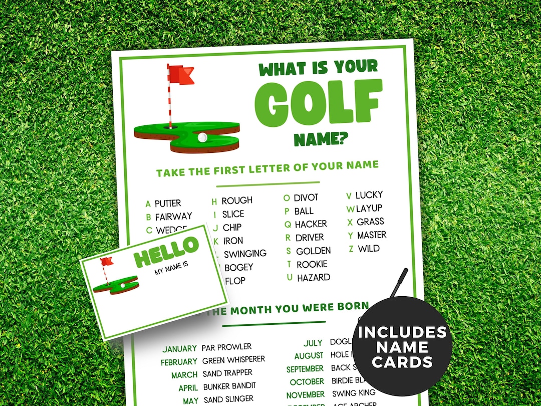 What's Your Golf Name Game, Printable Golf Party Game, Golf Birthday ...