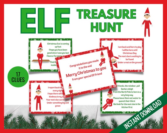 Elf Scavenger Hunt, Elf Treasure Hunt, Christmas Elf Treasure Hunt ...