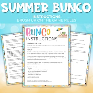 Summer Bunco Printable Party Pack and Scorecards, Bunco Game Rules ...