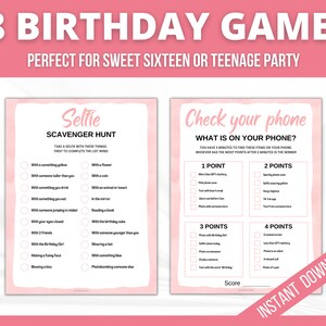 Birthday Party Games Bundle, Sweet 16 Birthday Games for Her, Teen ...