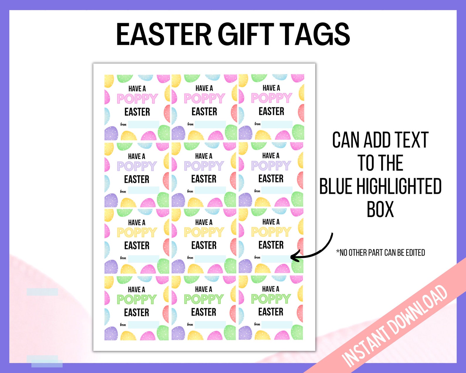 Editable Easter Gift Tags Kids Easter Card Custom Easter | Etsy