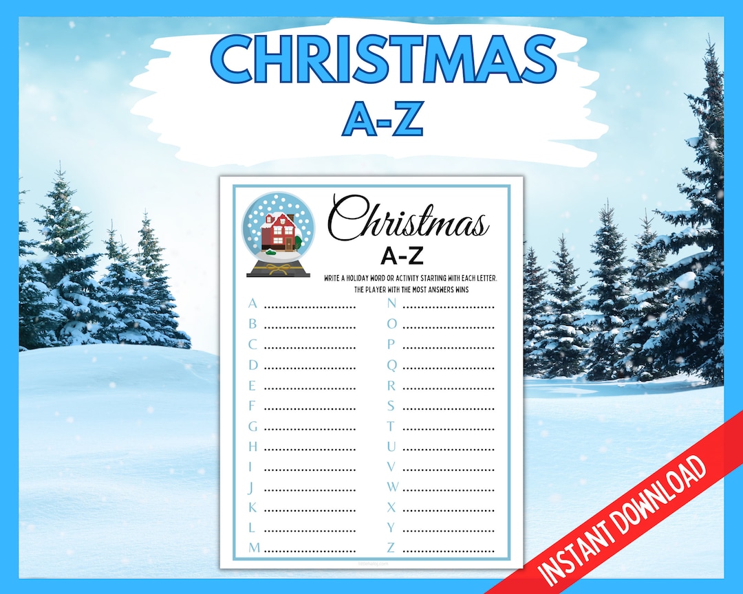 Christmas A-Z, Fun Christmas Game, Holiday Party Game, Xmas A-Z ...