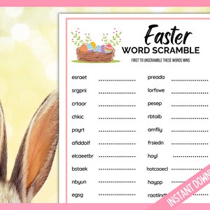 Easter Word Scramble, Easter Party Games, Easter Word Unscramble Party ...