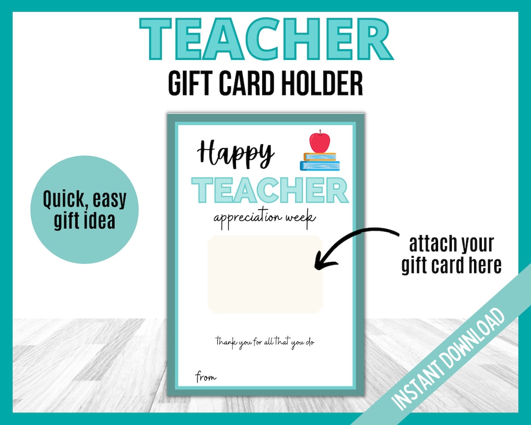 Teacher Appreciation Week Printable Gift Card Holders, Teacher Thank ...