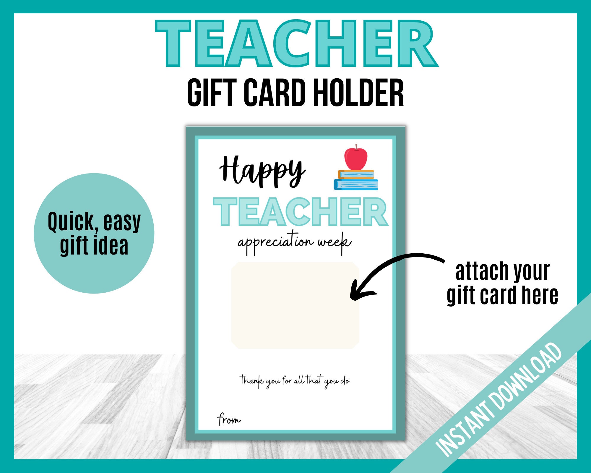 Teacher Appreciation Week Printable Gift Card Holders Teacher - Etsy