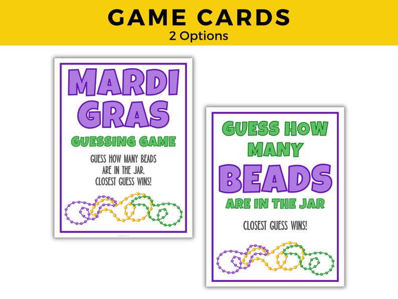 Mardi Gras Beads Guessing Game, Printable Mardi Gras Group Game, Mardi ...