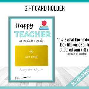 Teacher Appreciation Week Printable Gift Card Holders, Teacher Thank ...