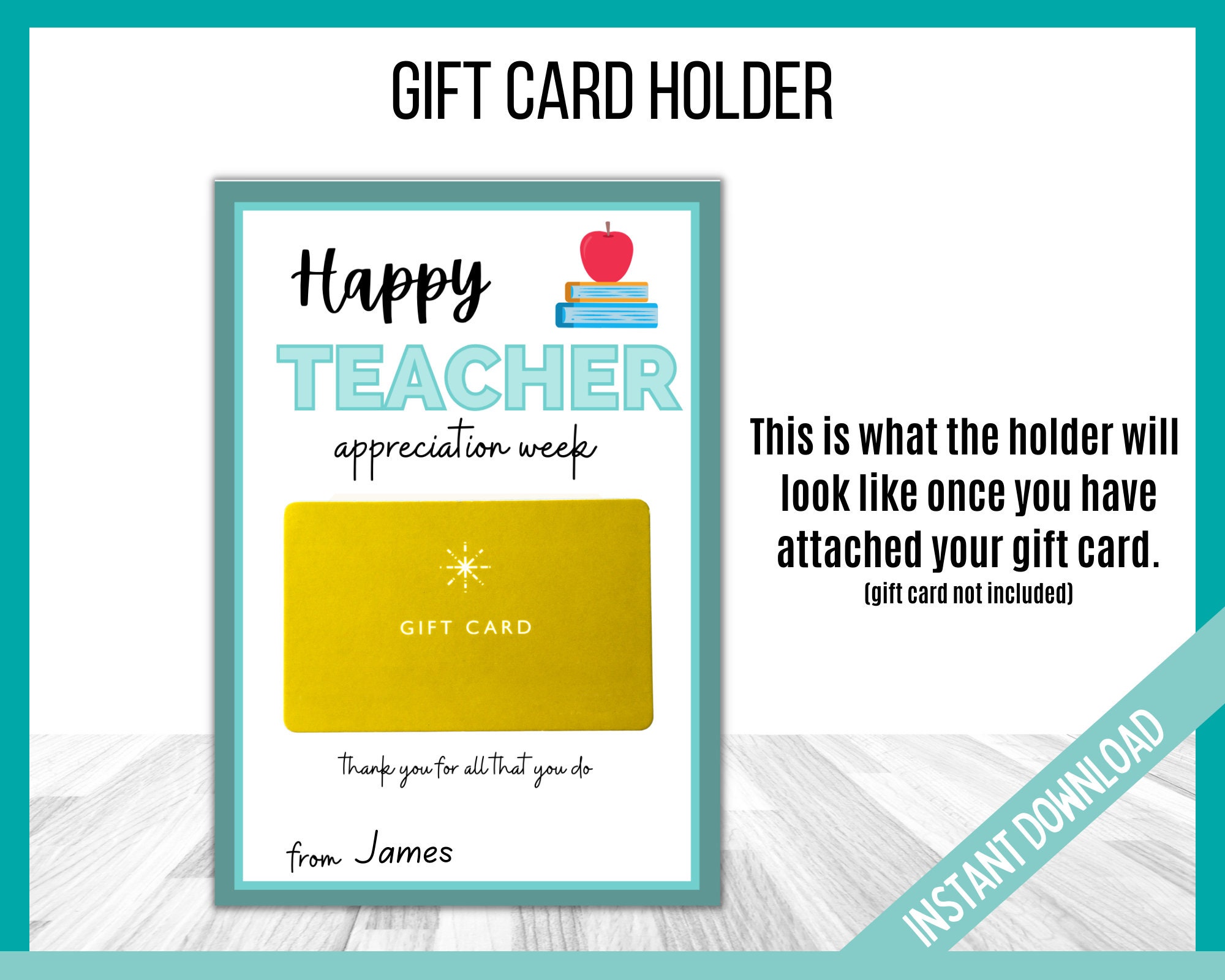 Teacher Appreciation Week Printable Gift Card Holders Teacher - Etsy