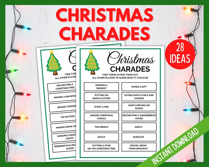 Christmas Charades Christmas Party Charades Game Printable - Etsy