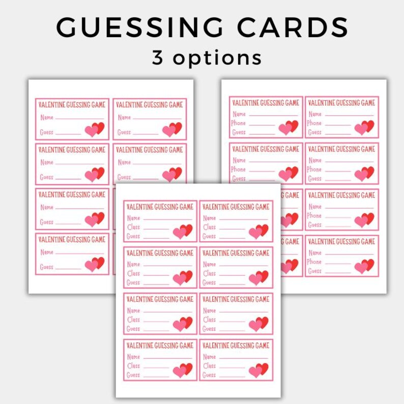 Valentines Guessing Game, Guess the Candies in the Jar, Printable ...