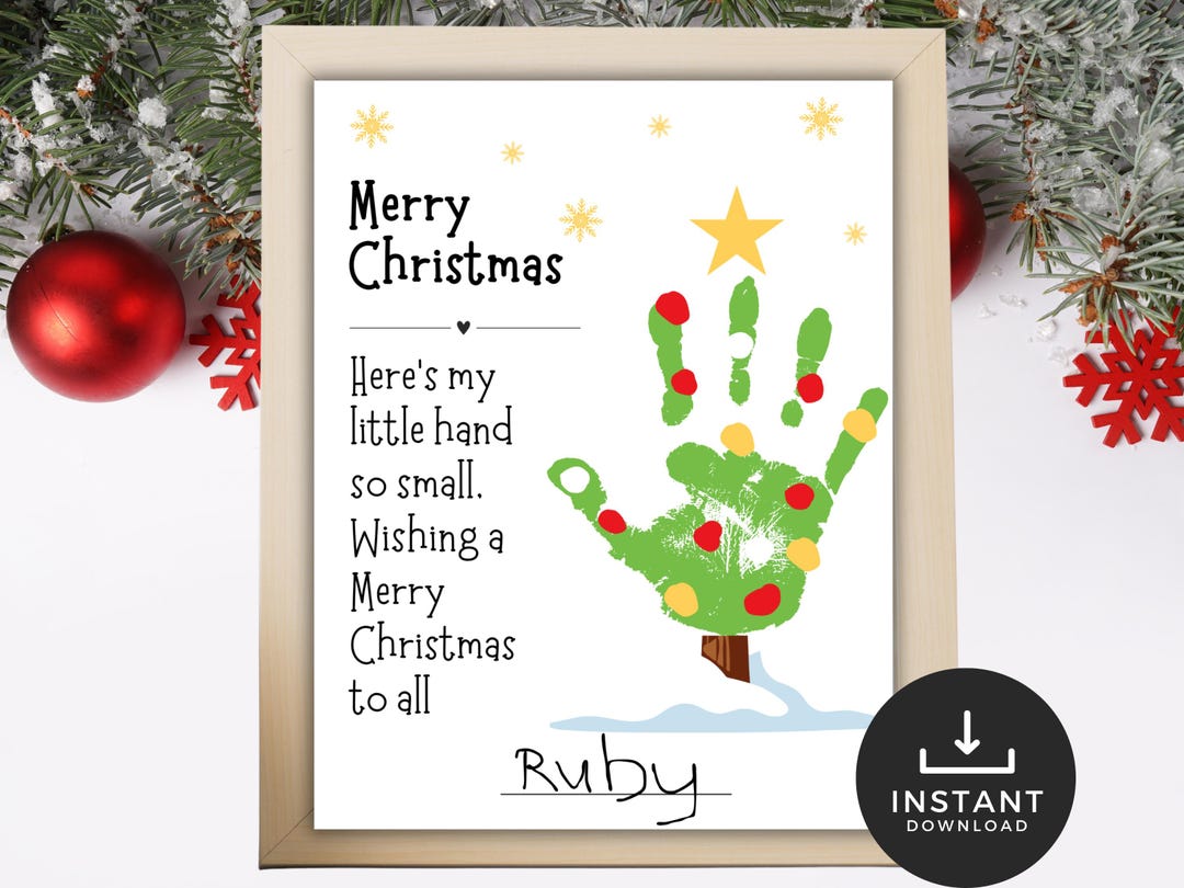 Christmas Handprint Craft, Kids Printable Classroom Activity, Christmas ...
