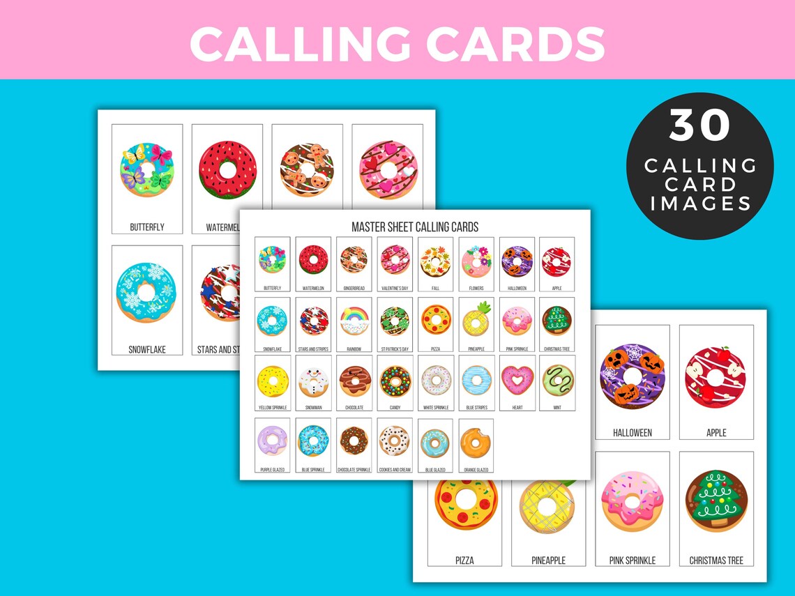Donut Bingo, Donut Party Game, 50 Printable Donut Bingo Cards, Slumber ...