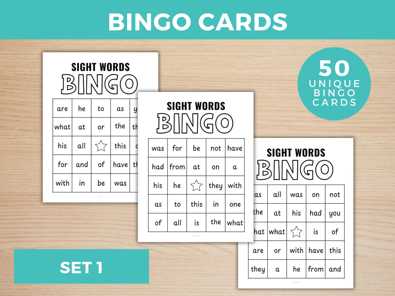 Sight Words Bingo, 200 Bingo Cards, Fry's First 100 Words, High ...