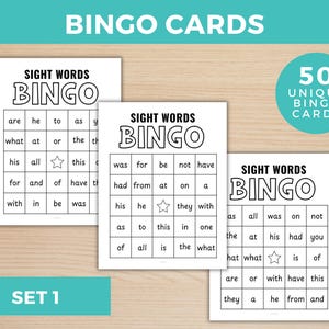 Sight Words Bingo, 200 Bingo Cards, Fry's First 100 Words, High ...