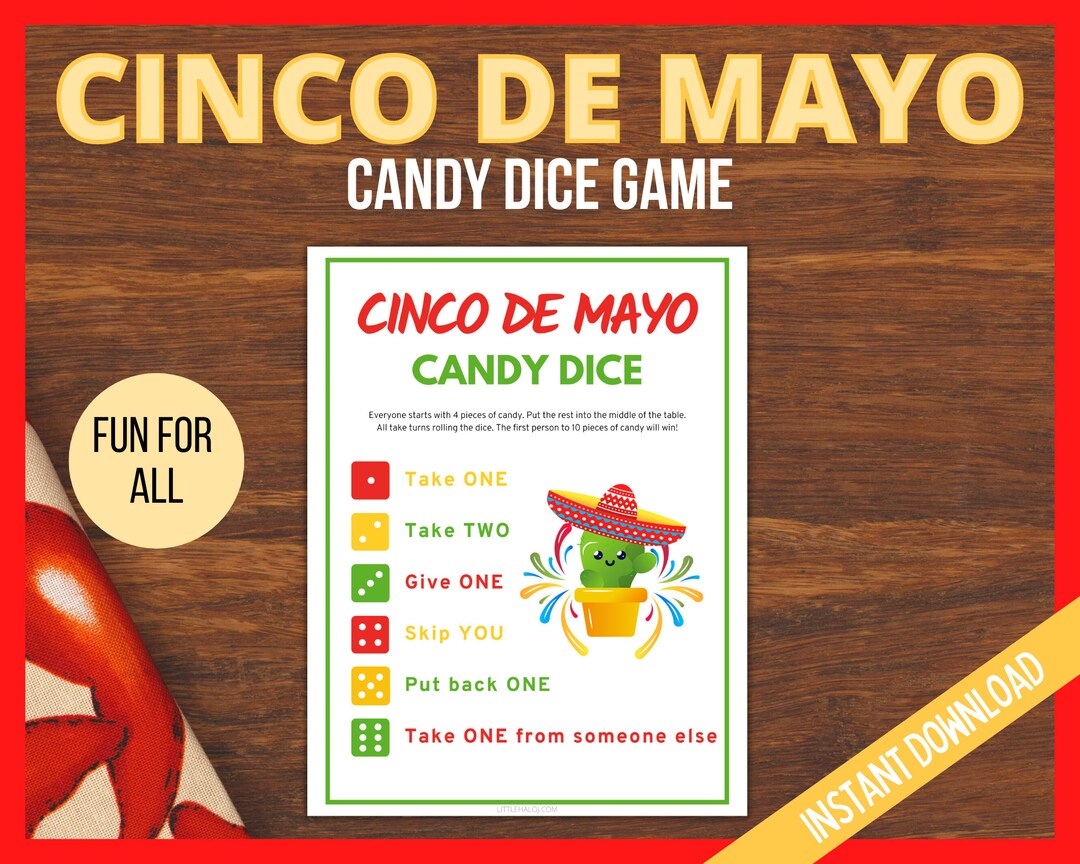Cinco De Mayo Candy Dice Game, Cinco De Mayo Printable Game, Mexican ...