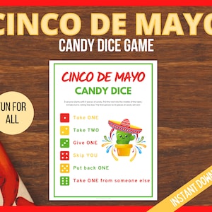 Cinco De Mayo Candy Dice Game, Cinco De Mayo Printable Game, Mexican ...