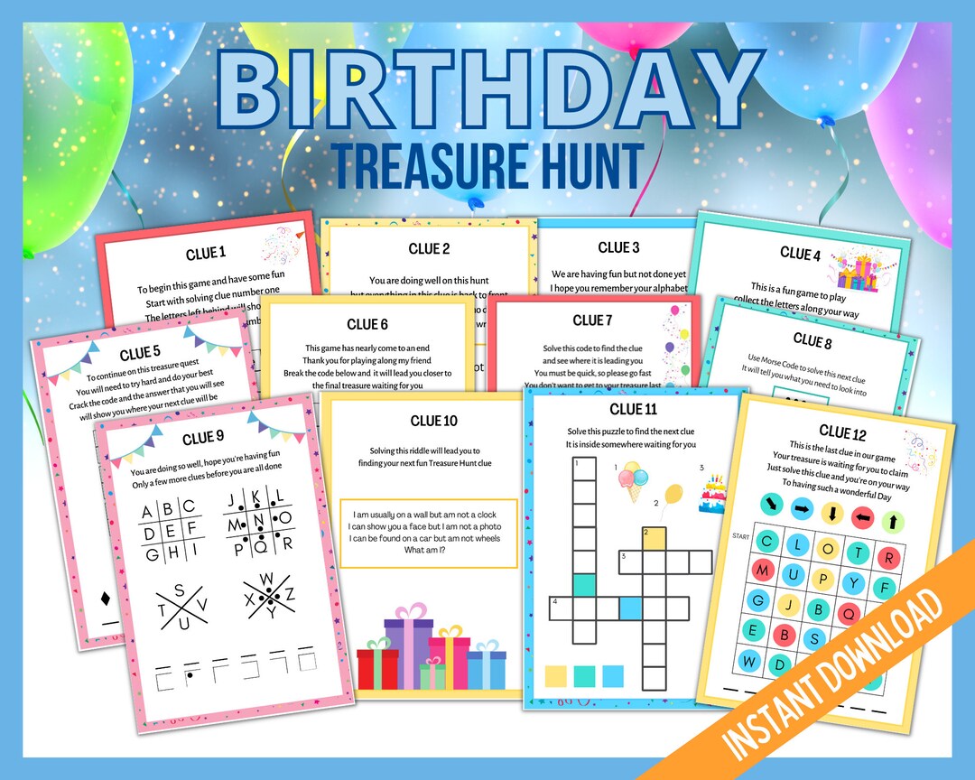 Birthday Treasure Hunt for Teens, Kids,birthday Scavenger Hunt for ...