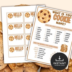 What's Your Cookie Name, Printable Game, Cookie Birthday Party, Adults ...