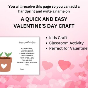 Valentine's Day Handprint Craft, Kids Valentines Day Flower Poem ...