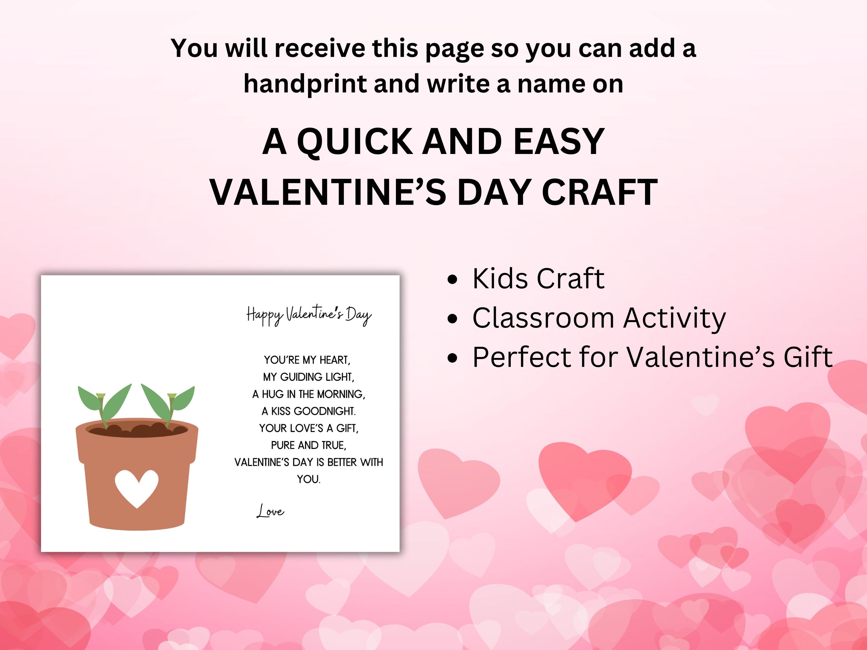 Valentine's Day Handprint Craft, Kids Valentines Day Flower Poem ...