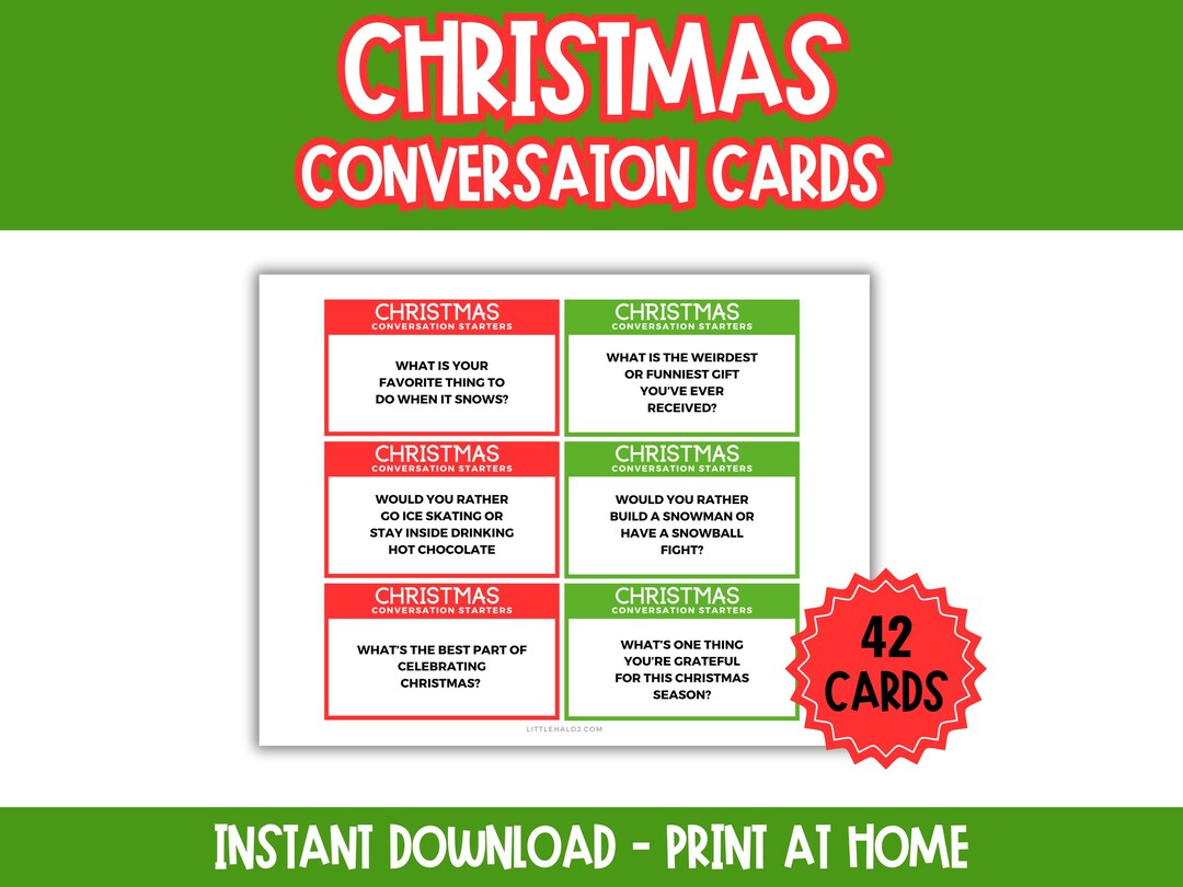 Christmas Conversation Starter Cards, Table Talk, Festive Ice Breaker ...