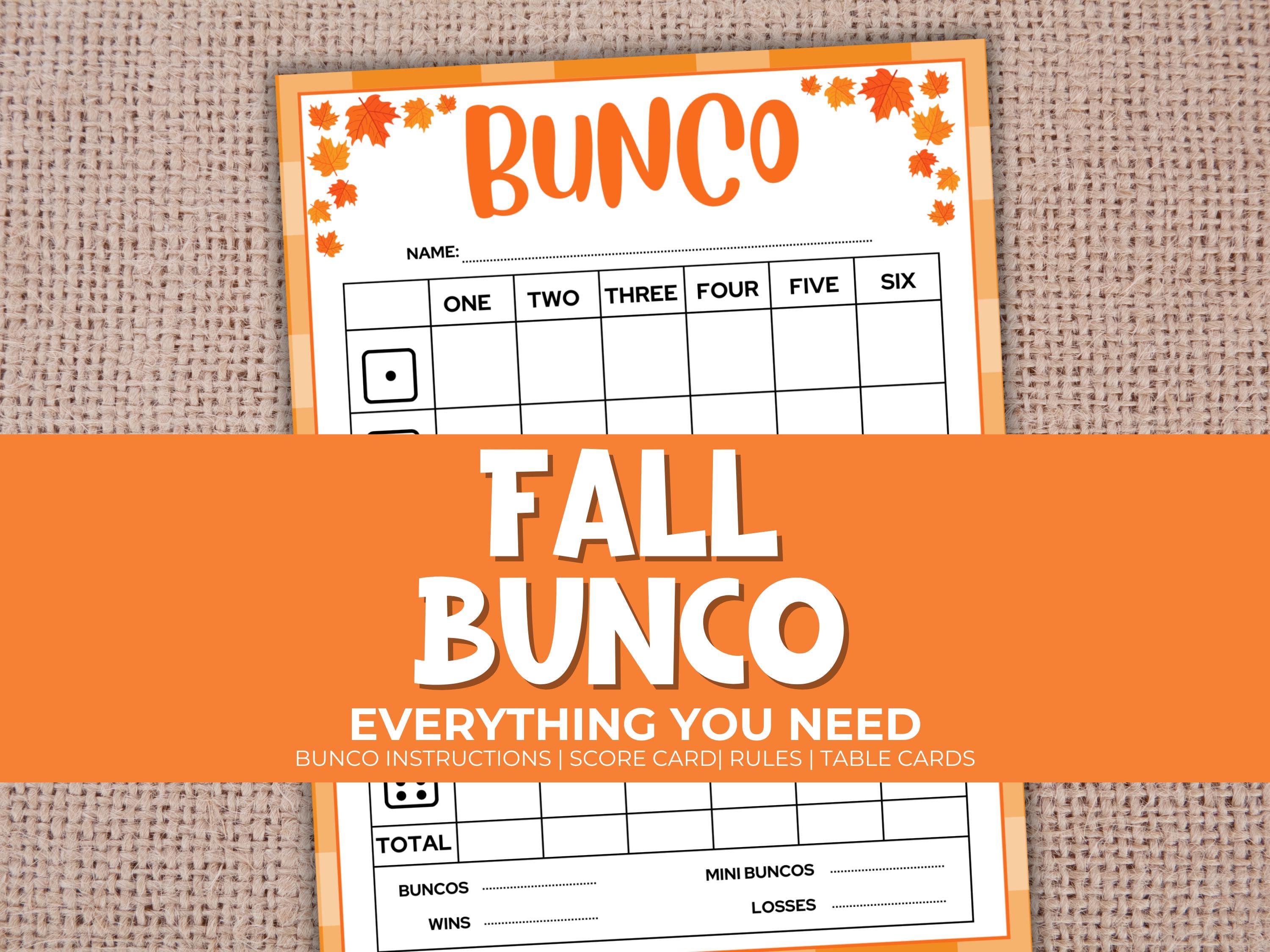 Fall Bunco Printable Party Pack and Scorecards, Thanksgiving Bunco ...