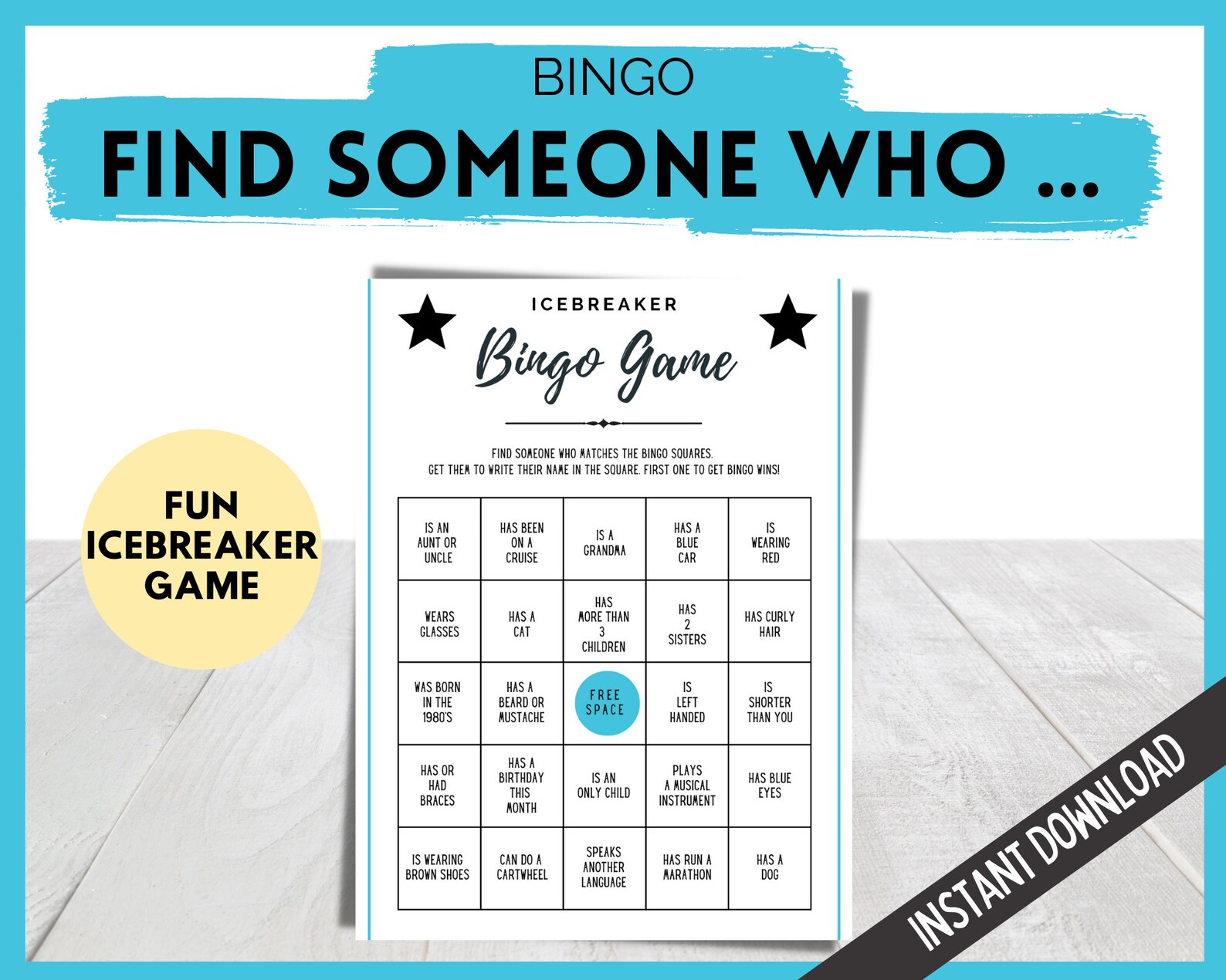 Icebreaker Bingo Game, Get to Know You Game, Find Someone Who Game ...