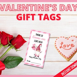 Valentine's Day Gift Tags, Gnome-one Like You, Happy Valentines Gift ...