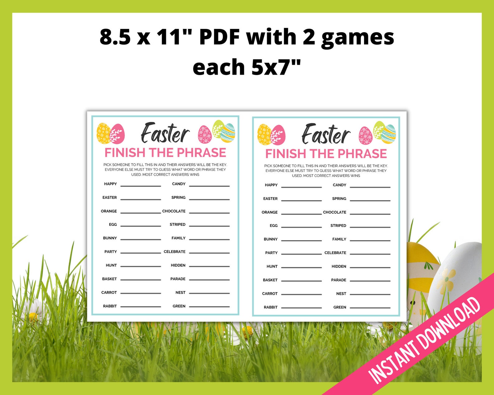 Easter Finish the Phrase Easter Party Game Fun Easter Bunny - Etsy