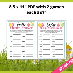 Easter Finish the Phrase, Easter Party Game, Fun Easter Bunny Printable ...