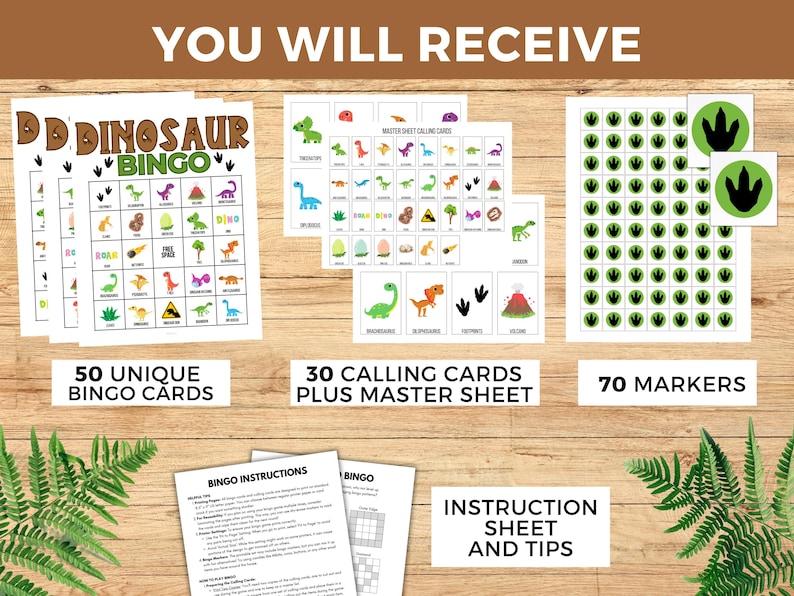 Dinosaur Bingo, Dinosaur Birthday Party, Kids Dinosaur Activity ...