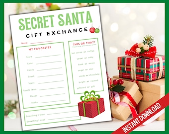 CHRISTMAS WISH LIST Gift Exchange Cards Christmas Wish List - Etsy