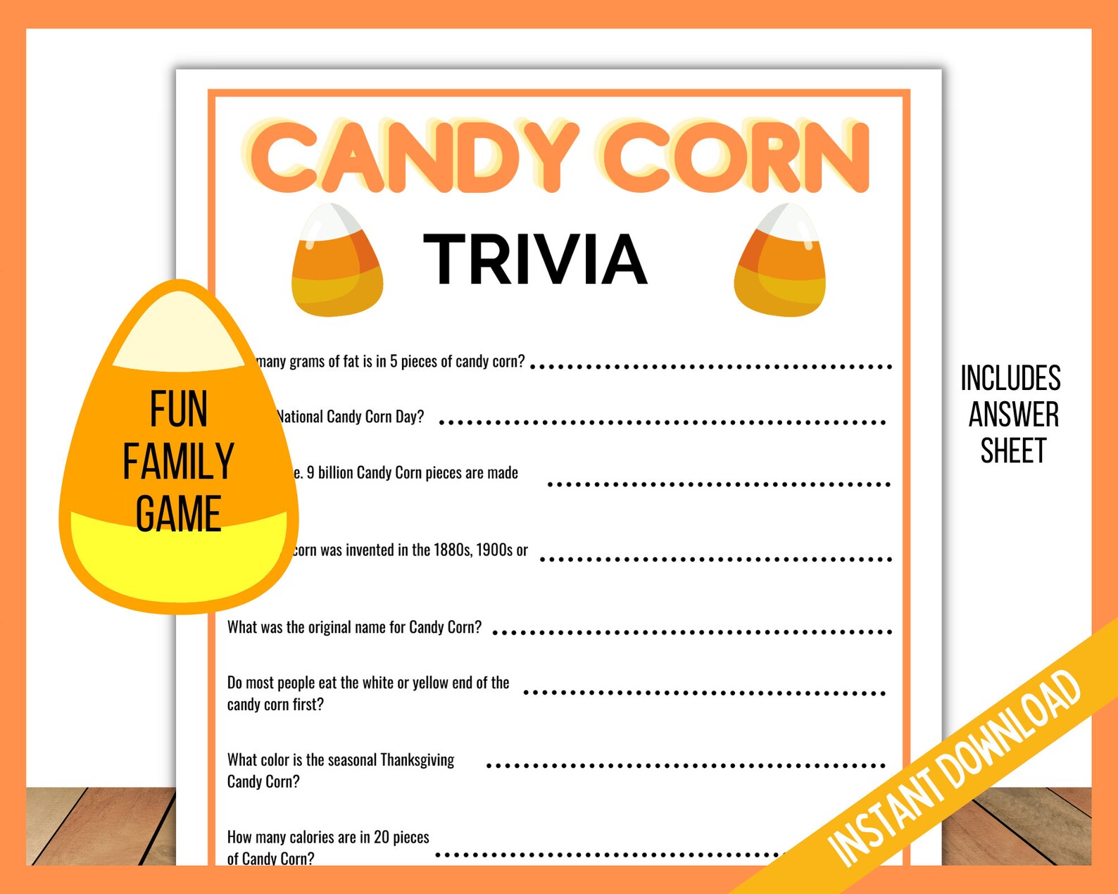 Candy Corn Trivia Halloween Candy Trivia Game Printable - Etsy