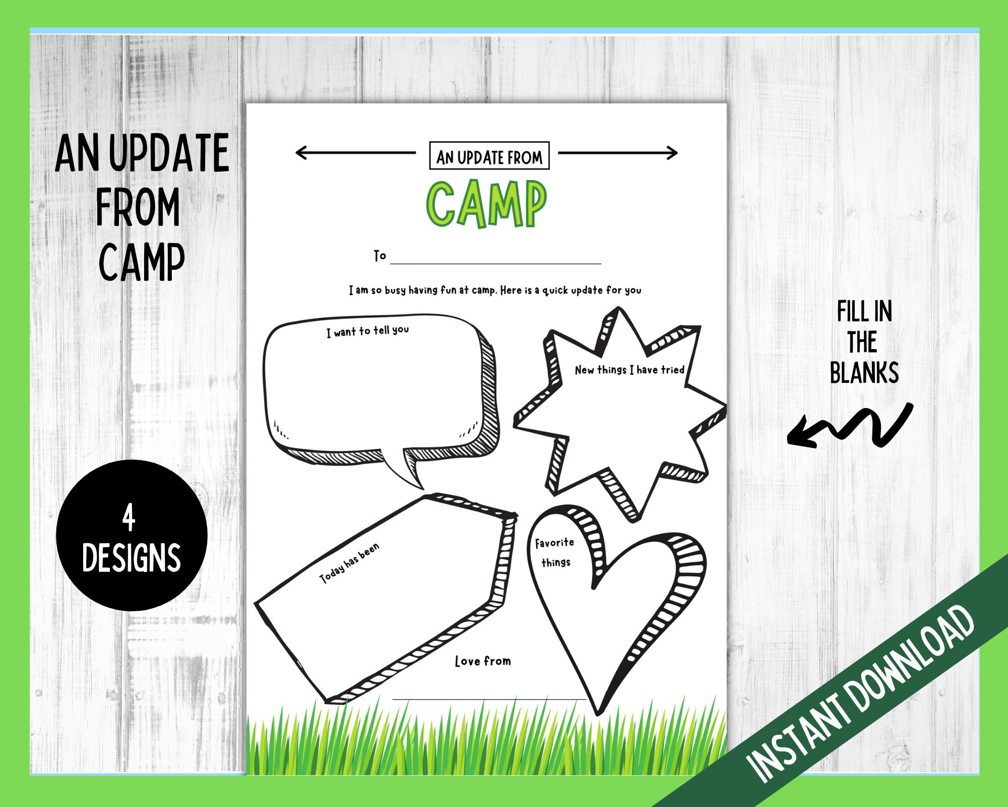 Printable Letter From Camp, Summer Camp Stationery, Kids Summer Camp ...