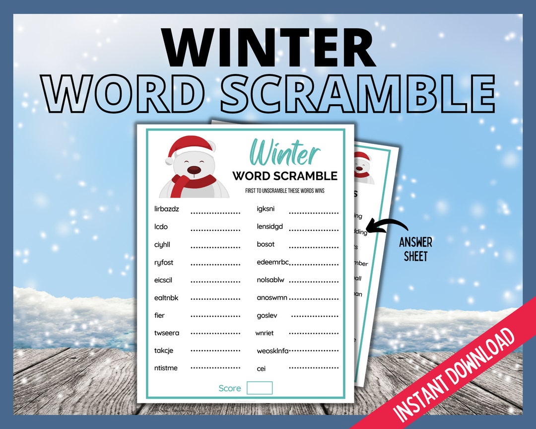 Winter Word Scramble, Fun Winter Game, Cold Weather Fun Game for Kids ...