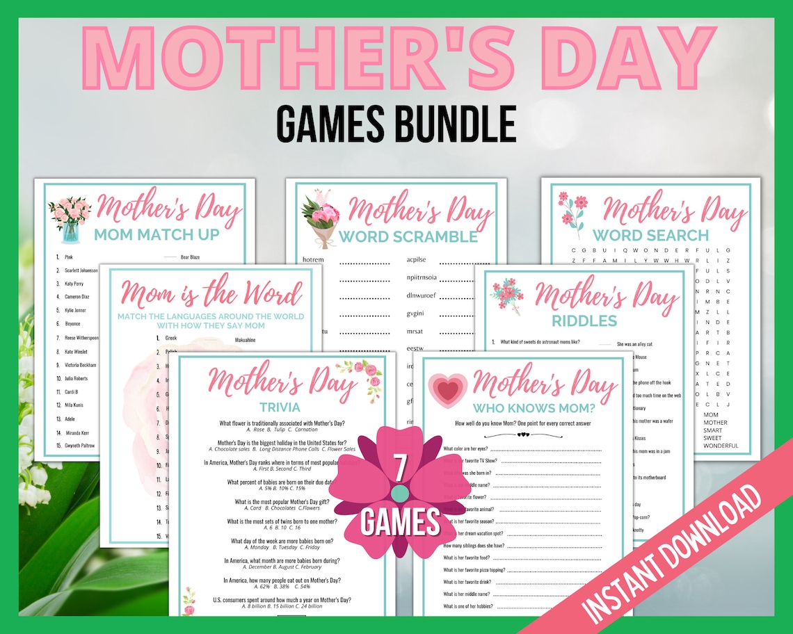 Mother's Day Games Bundle Printable Mothers Day Games for - Etsy