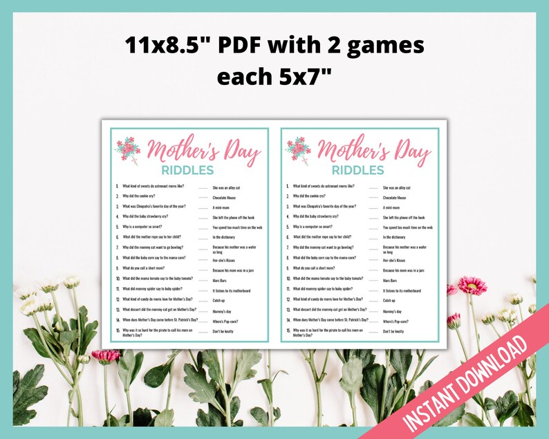 Mother's Day Riddles Mother's Day Activity Riddle Me - Etsy