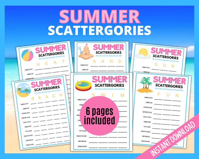 Summer Printable Games Bundle, Summertime Activity, Summer Kids Games ...