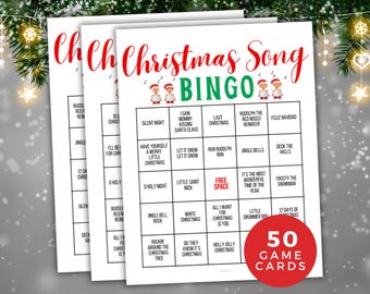 Christmas Carol Bingo, 50 Printable Christmas Carol Bingo Cards ...