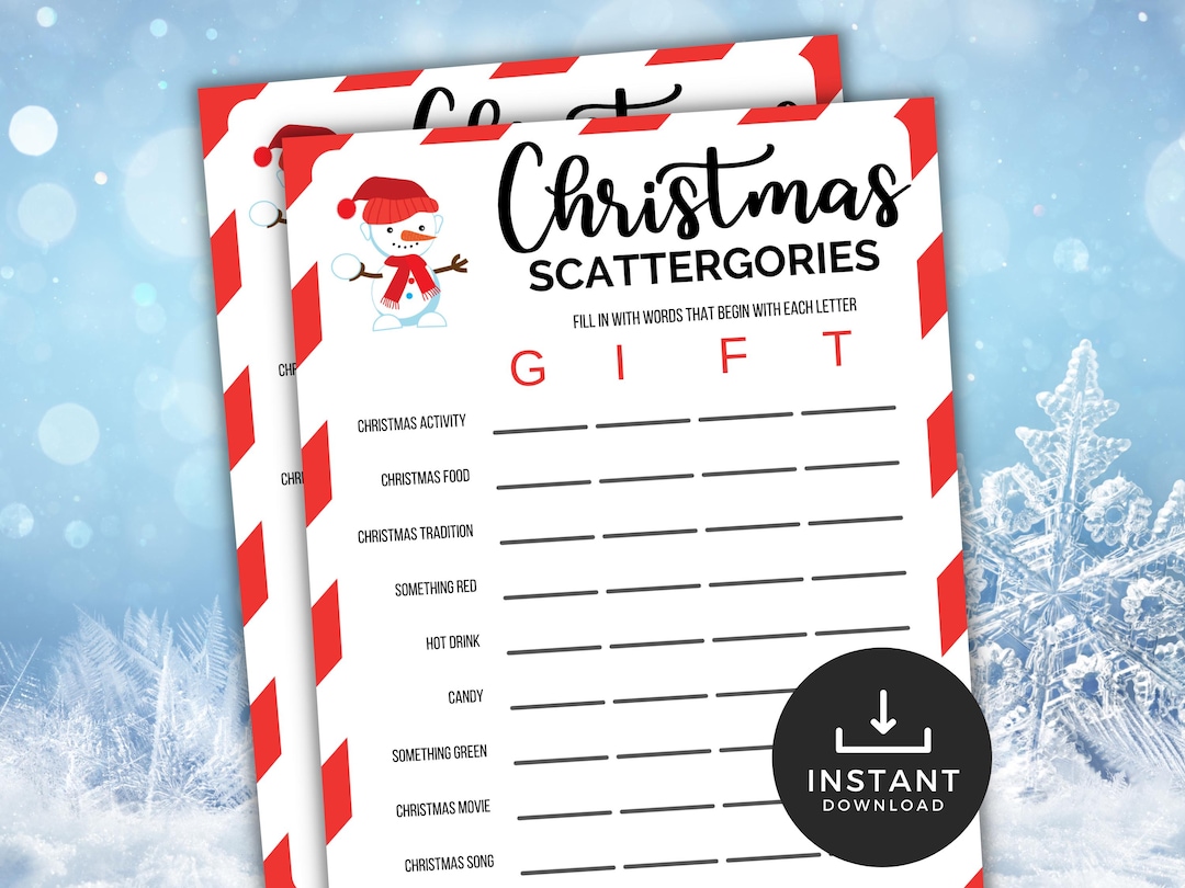 Christmas Scattergories, Christmas Family Game, Printable Holiday Game ...