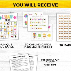 Luau Tropical Bingo, 50 Printable Hawaiian Bingo Cards, Hawaiian Party ...