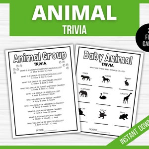 Animal Trivia Printable Game for Seniors, Adults and Kids, Classroom ...
