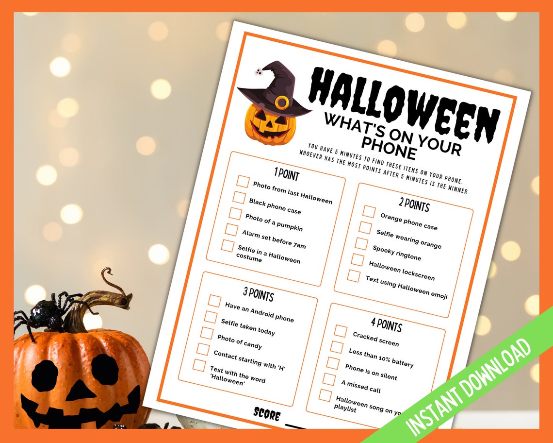 Halloween What's on Your Phone Game Halloween Printable - Etsy