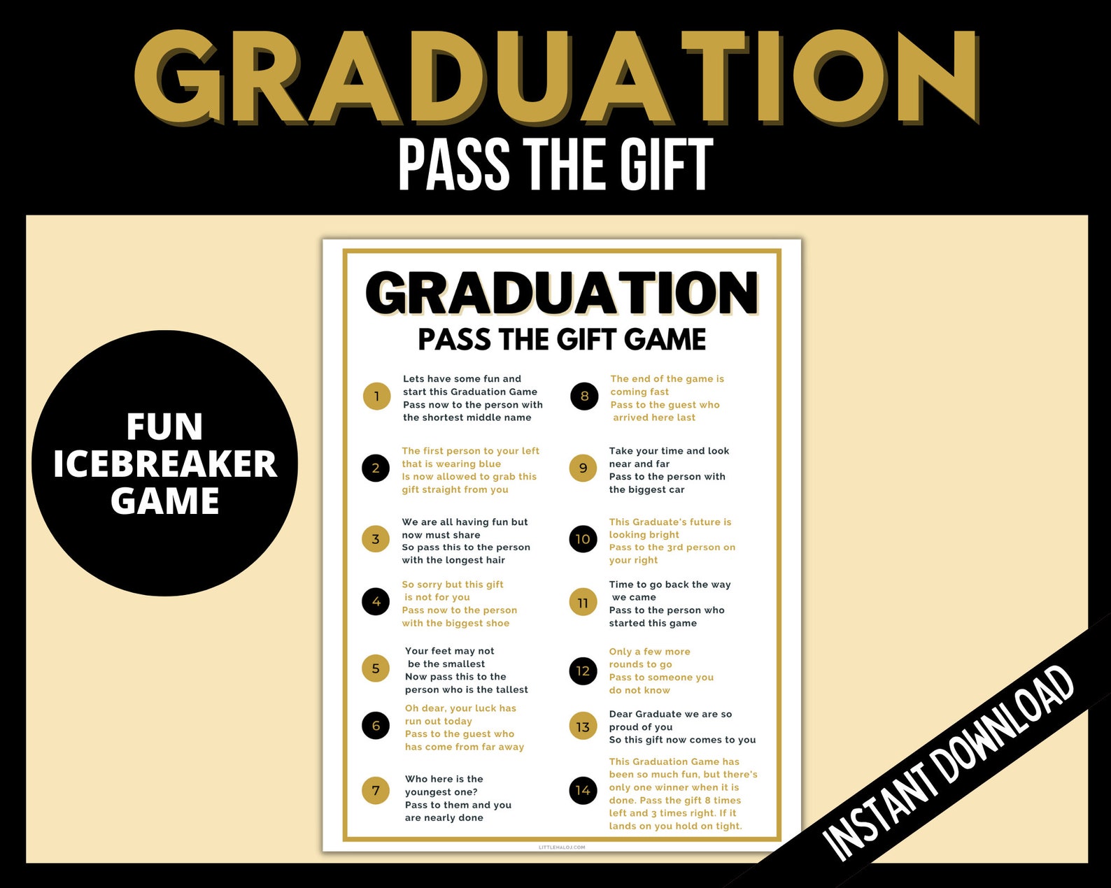Graduation Pass the Gift Game, Printable Graduation Game, College or ...