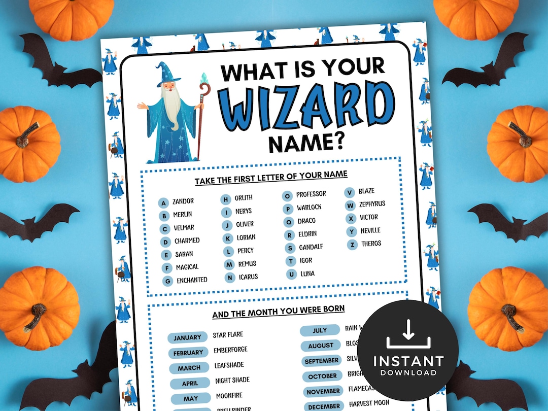 What's Your Wizard Name, Wizard Printable Game, Kids Party Games ...
