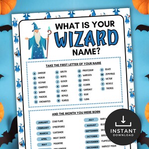 What's Your Wizard Name, Wizard Printable Game, Kids Party Games ...