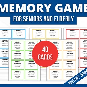 Memory Game for Seniors, Elderly Printable Game, Alzheimers Activity ...