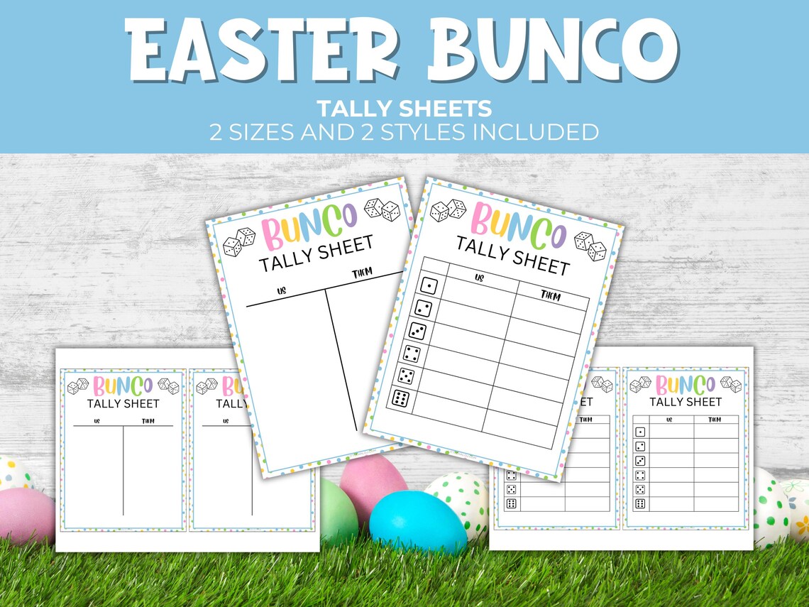 Easter Bunco Printable Party Pack and Scorecards, Bunco Game Rules ...